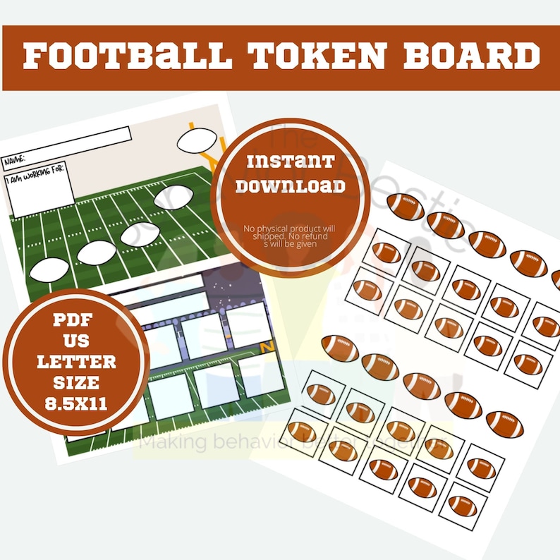 Football Token Board, Sports Reward Chart for Kids, Printable Token ...