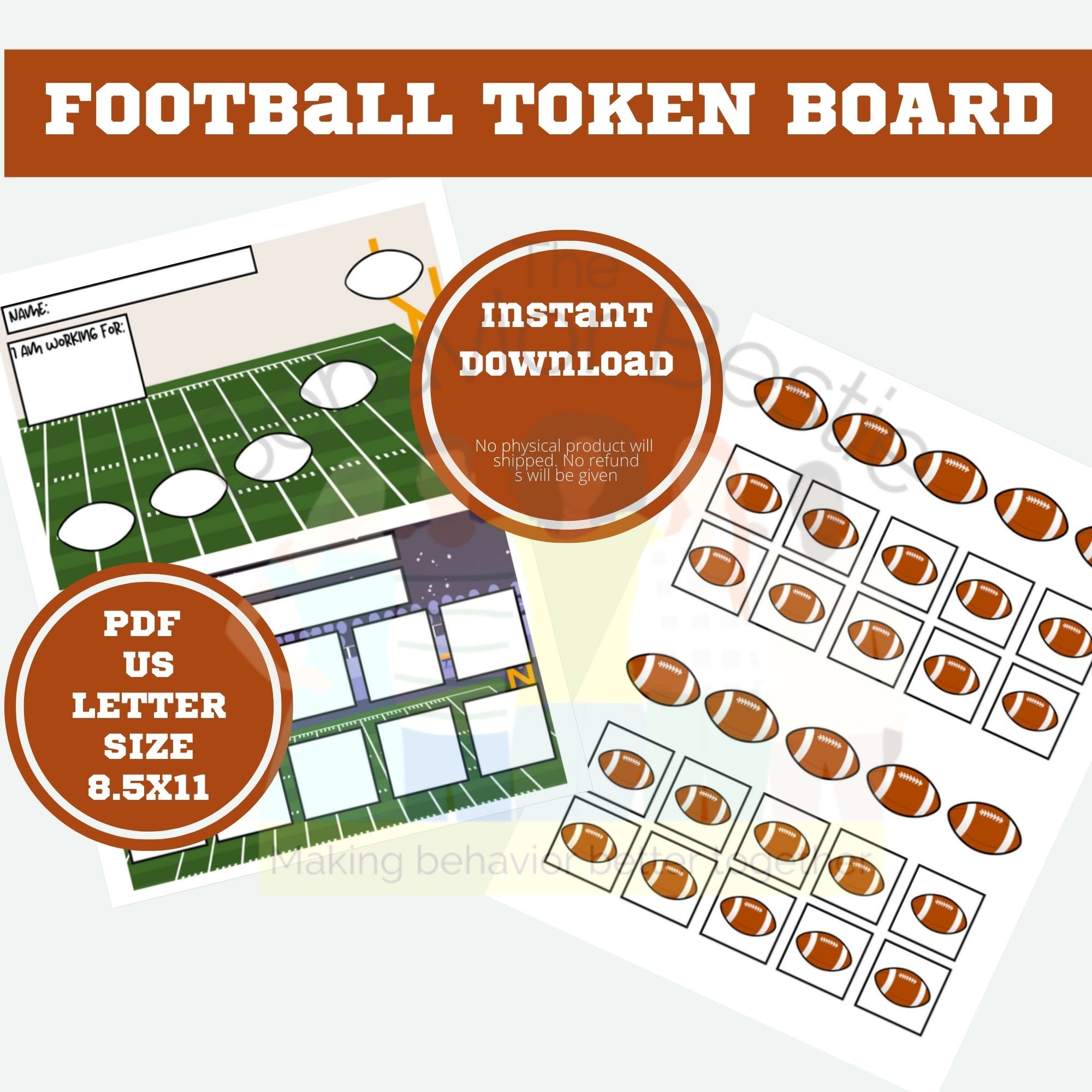 Football Token Board, Sports Reward Chart for Kids, Printable Token Board for Classroom ...