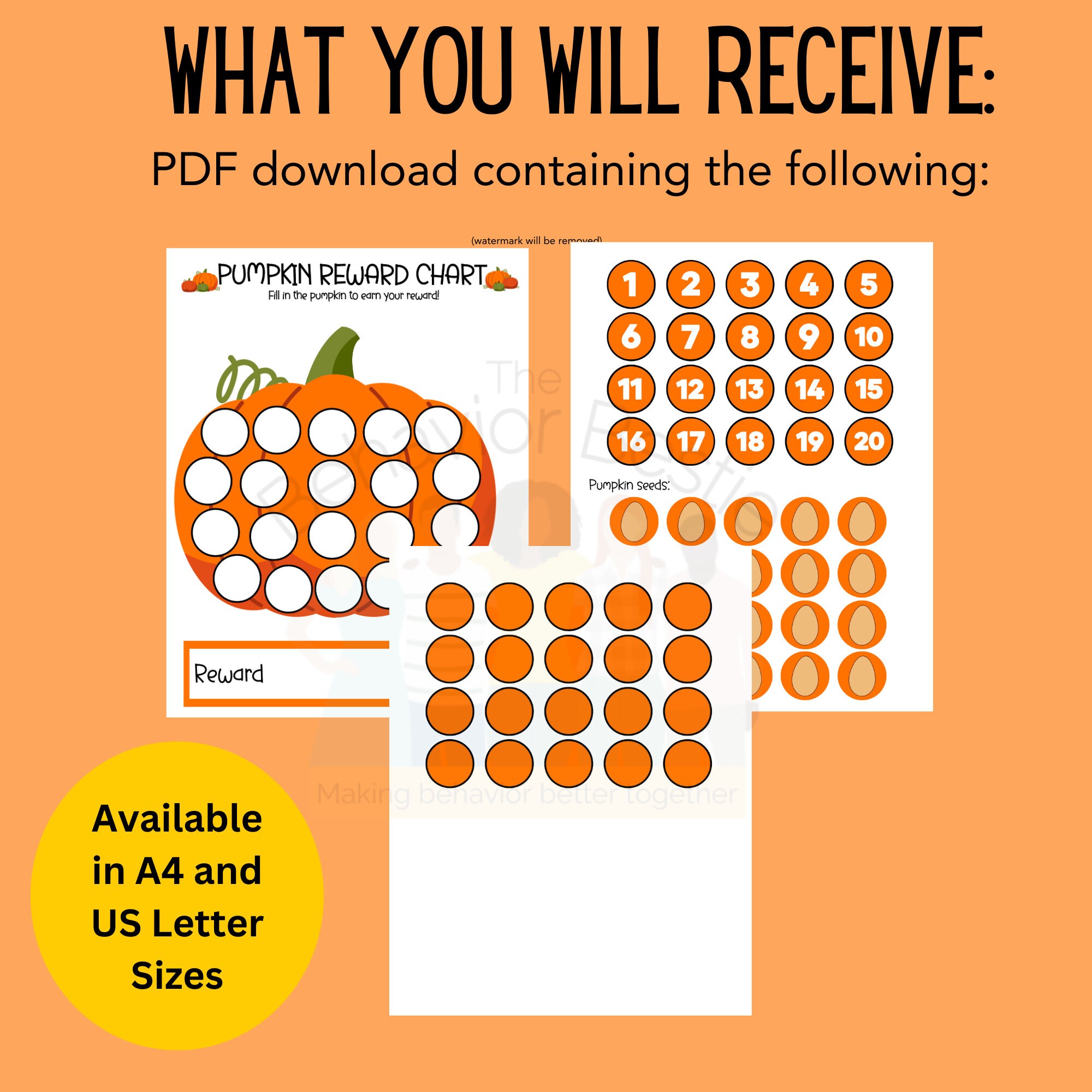 Pumpkin Reward Chart, Potty Training Chart, Reward Behavior Chart for ...