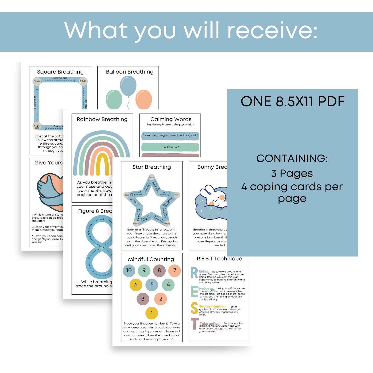 Self Regulation Cards for Kids, Anxiety Coping Cards, Flashcards for ...