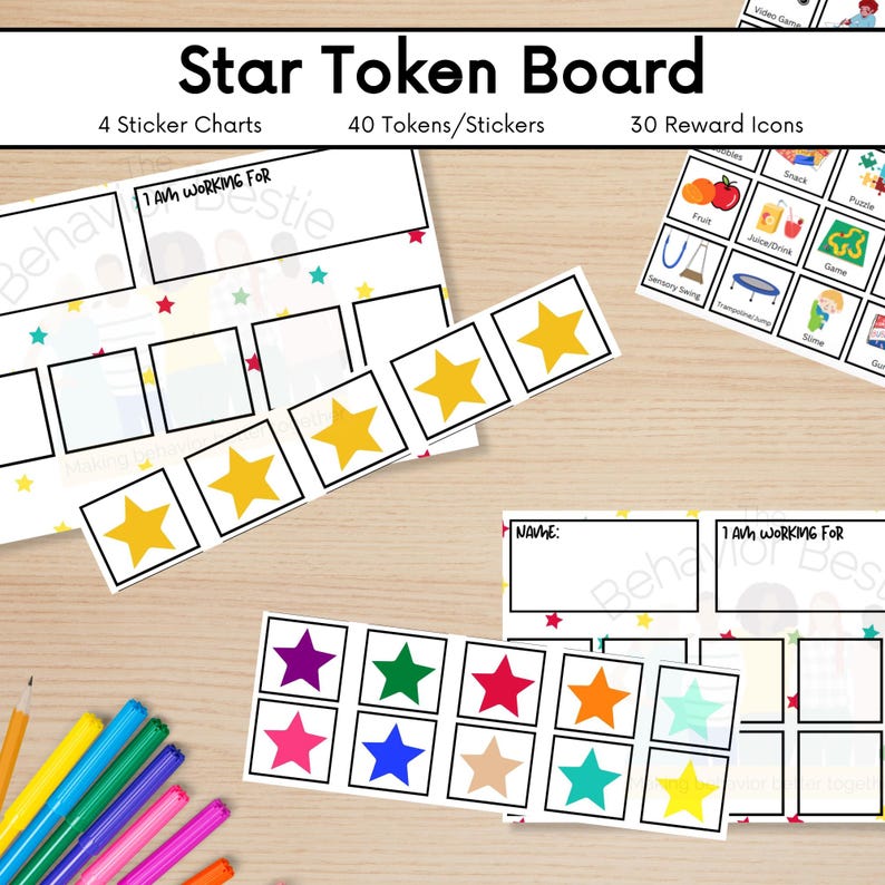 Star Reward Chart: Printable Behavior Token Board (PDF) - Etsy Canada