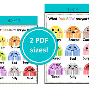 Rainbow Feelings Chart: Social Emotional Learning (PDF) - Etsy