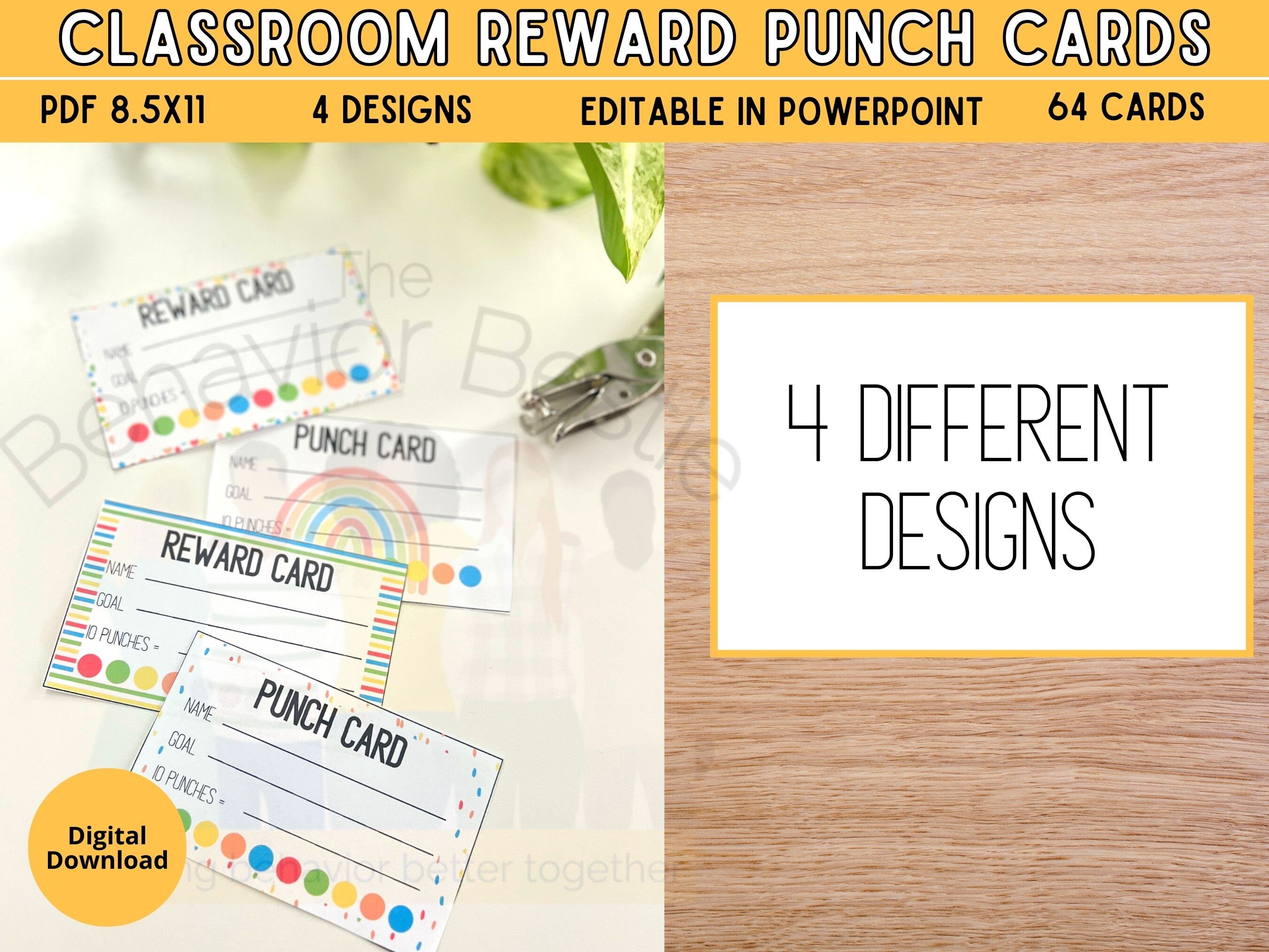 Classroom Reward Punch Card Editable Punch Card Classroom Management ...