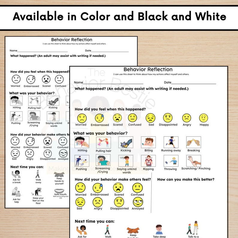 Elementary Behavior Reflection Sheets: Kid-friendly Think Sheet ...