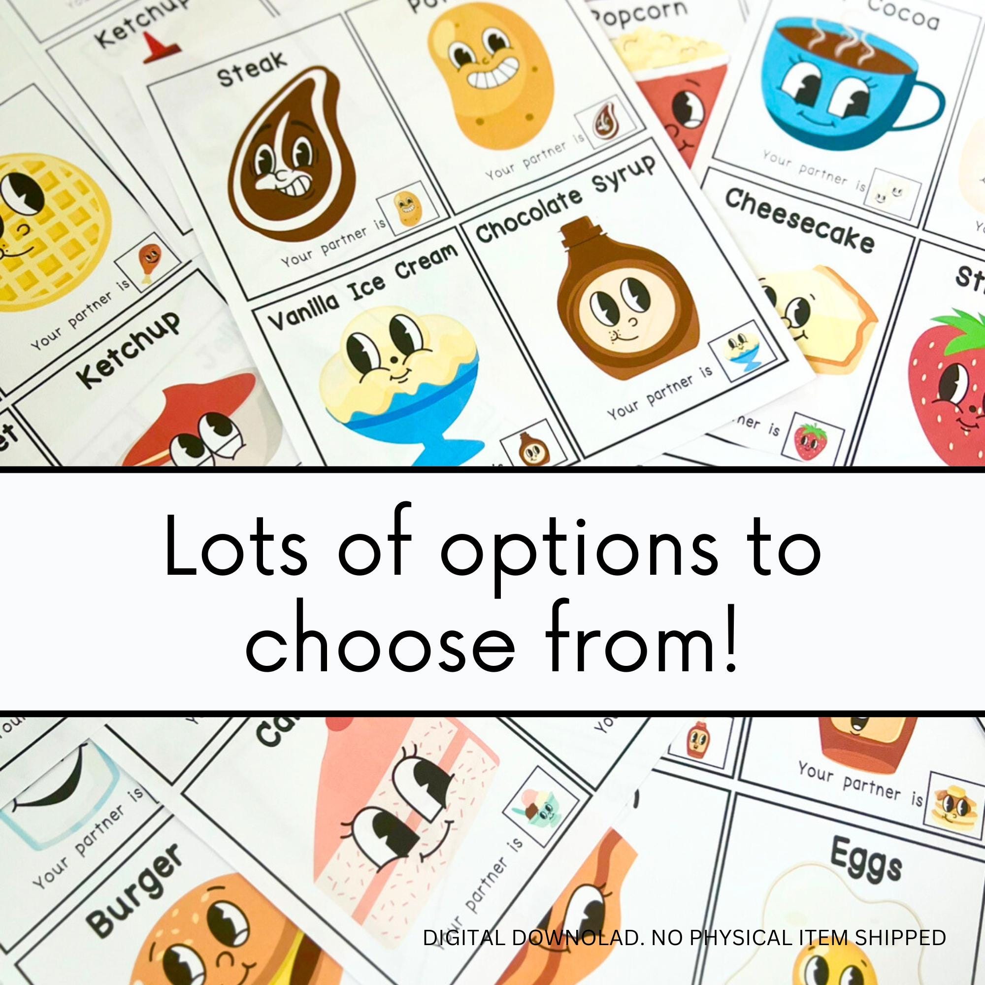 Food-themed Student Partner Cards: Classroom Pairing Activity (PDF ...