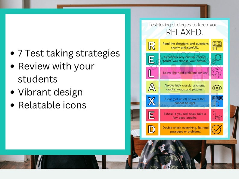 Test Taking Strategies Poster: Classroom Exam Tips (digital Download ...