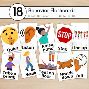 Behavior Flashcards: Visual Cue Cards for Classroom Management (digital ...