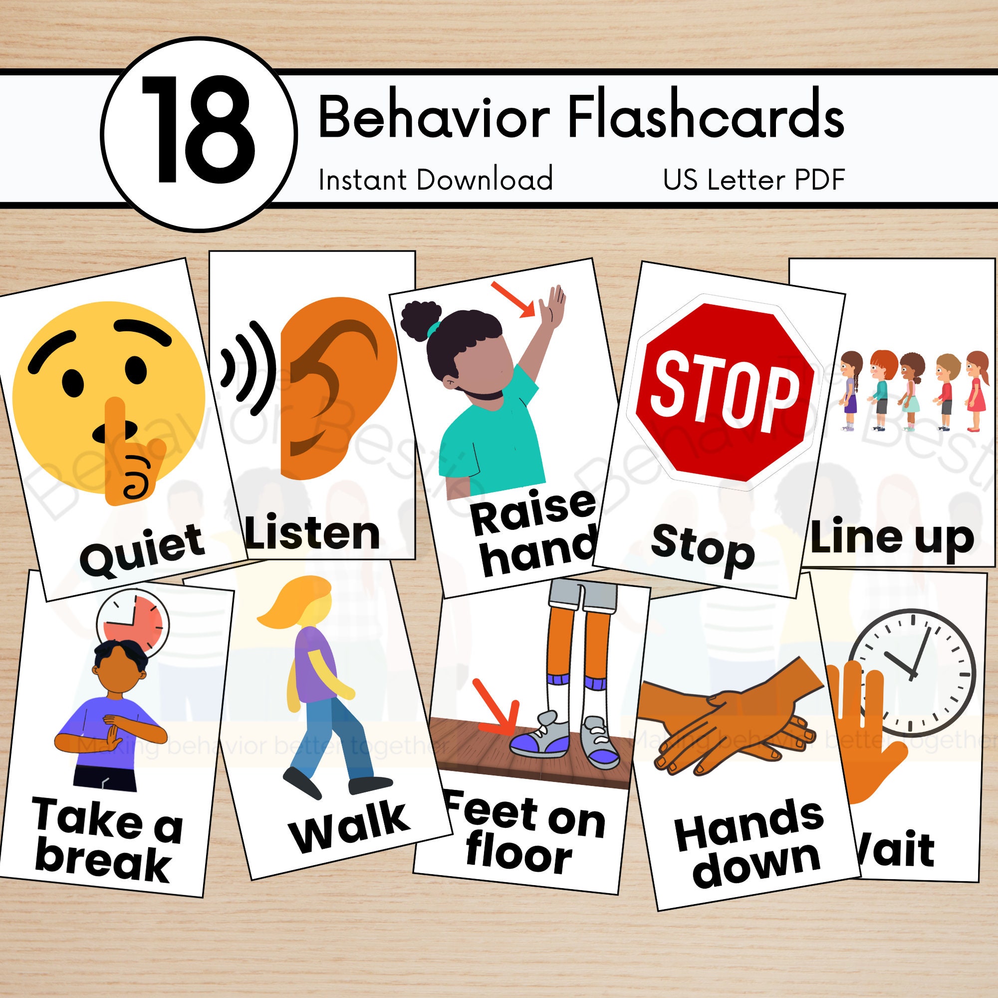 Behavior Flashcards, Visual Behavior Cue Cards, Visual Cue Cards ...