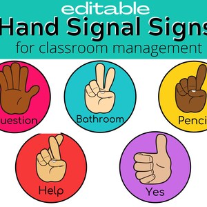Editable Classroom Hand Signal Signs: Management Tools (powerpoint) - Etsy
