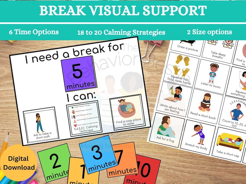 Autism Break Card: Visual Support, Calming Strategies (PDF Pattern) - Etsy