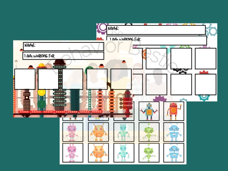 Cute Robots Token Board/digital Reward Chart/instant Download Token ...