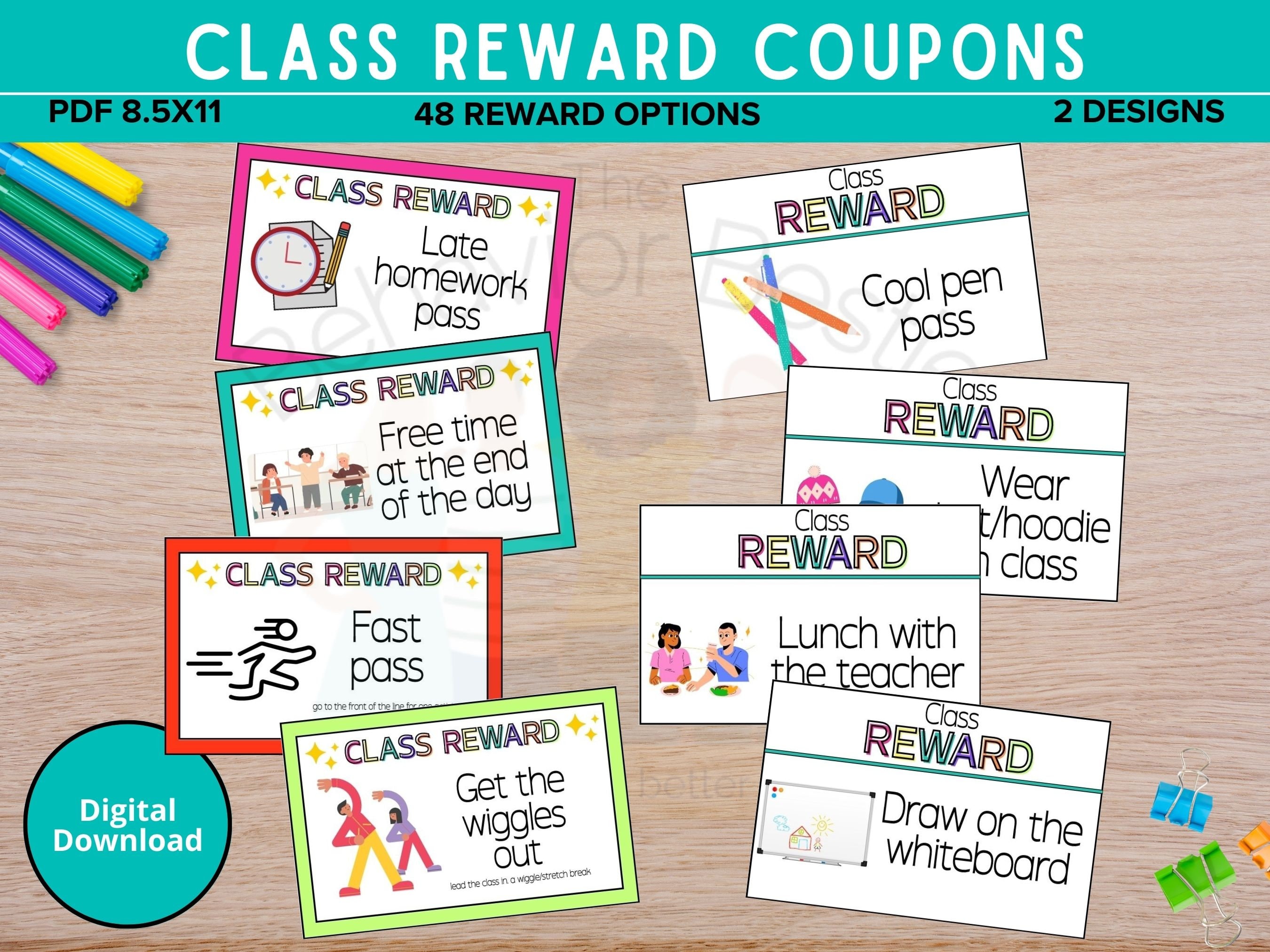 Reward Coupons Classroom Printables Boho Rainbow Classroom Reward