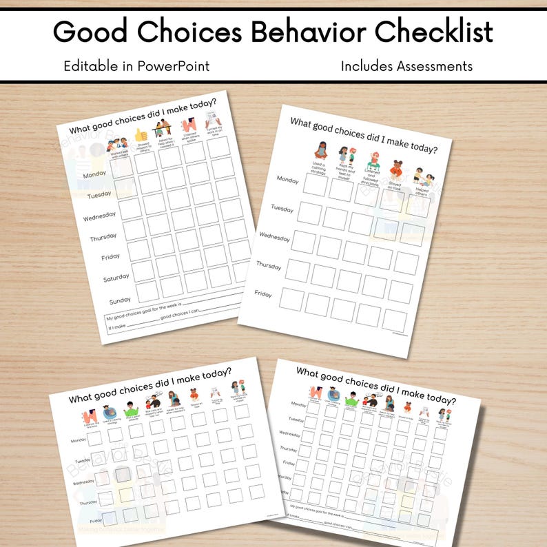 Classroom Behavior Chart: Positive Choices Checklist (PDF & PPT) - Etsy