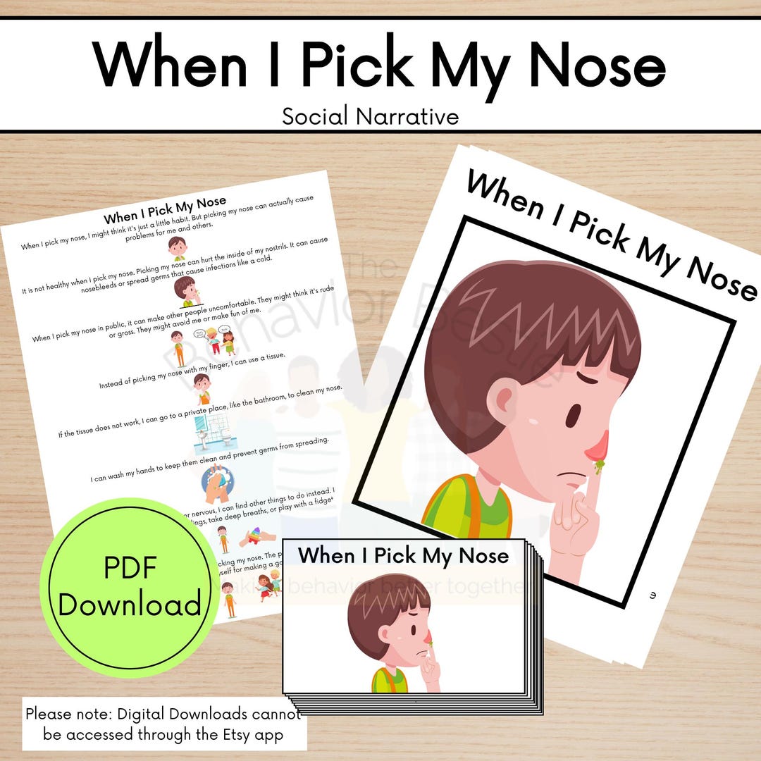 Nose Picking Social Skills Story for Kids (PDF) - Etsy