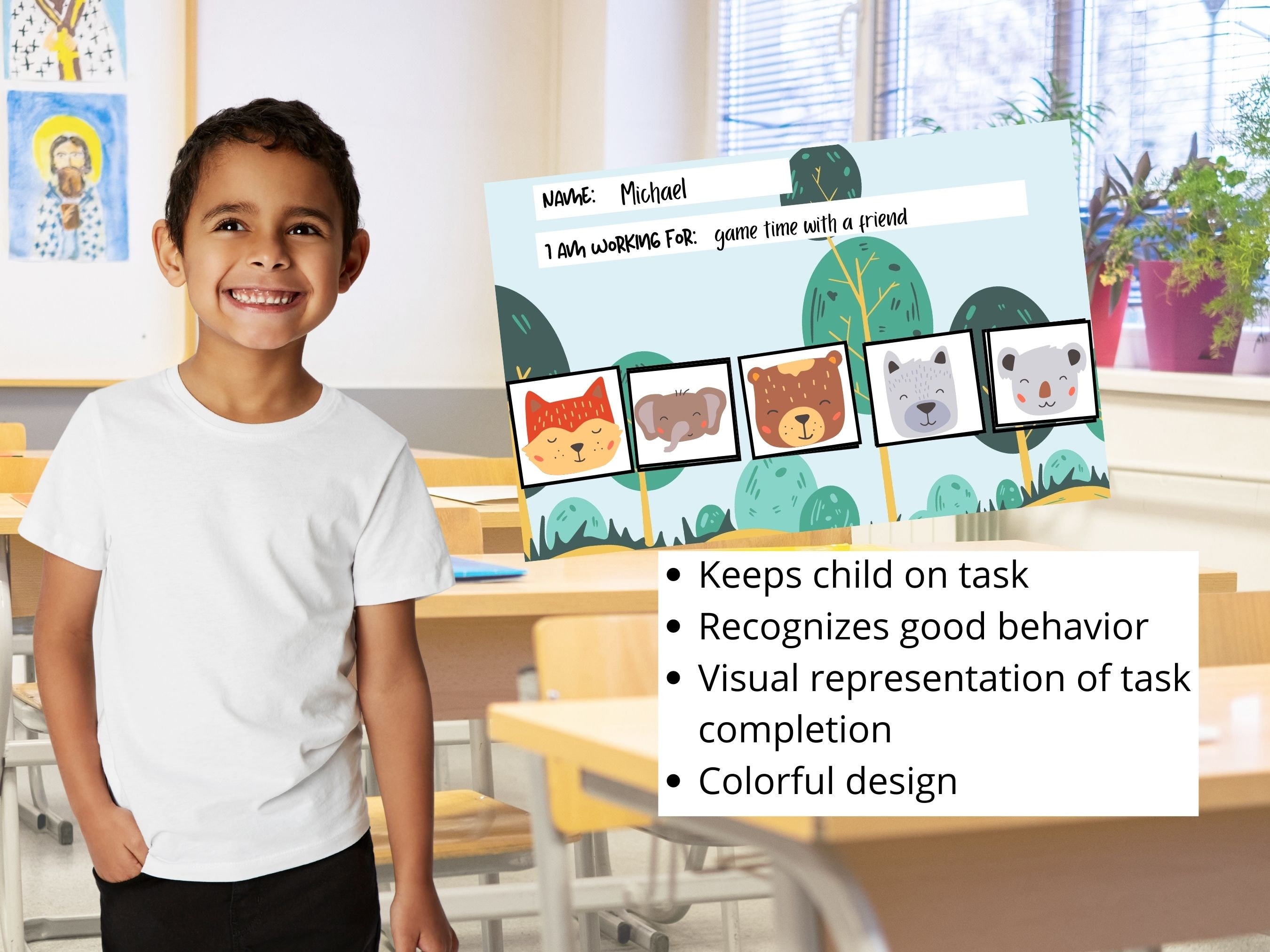 Cute Animals Token Board Digital Animals Reward Chart Farm Animals ...