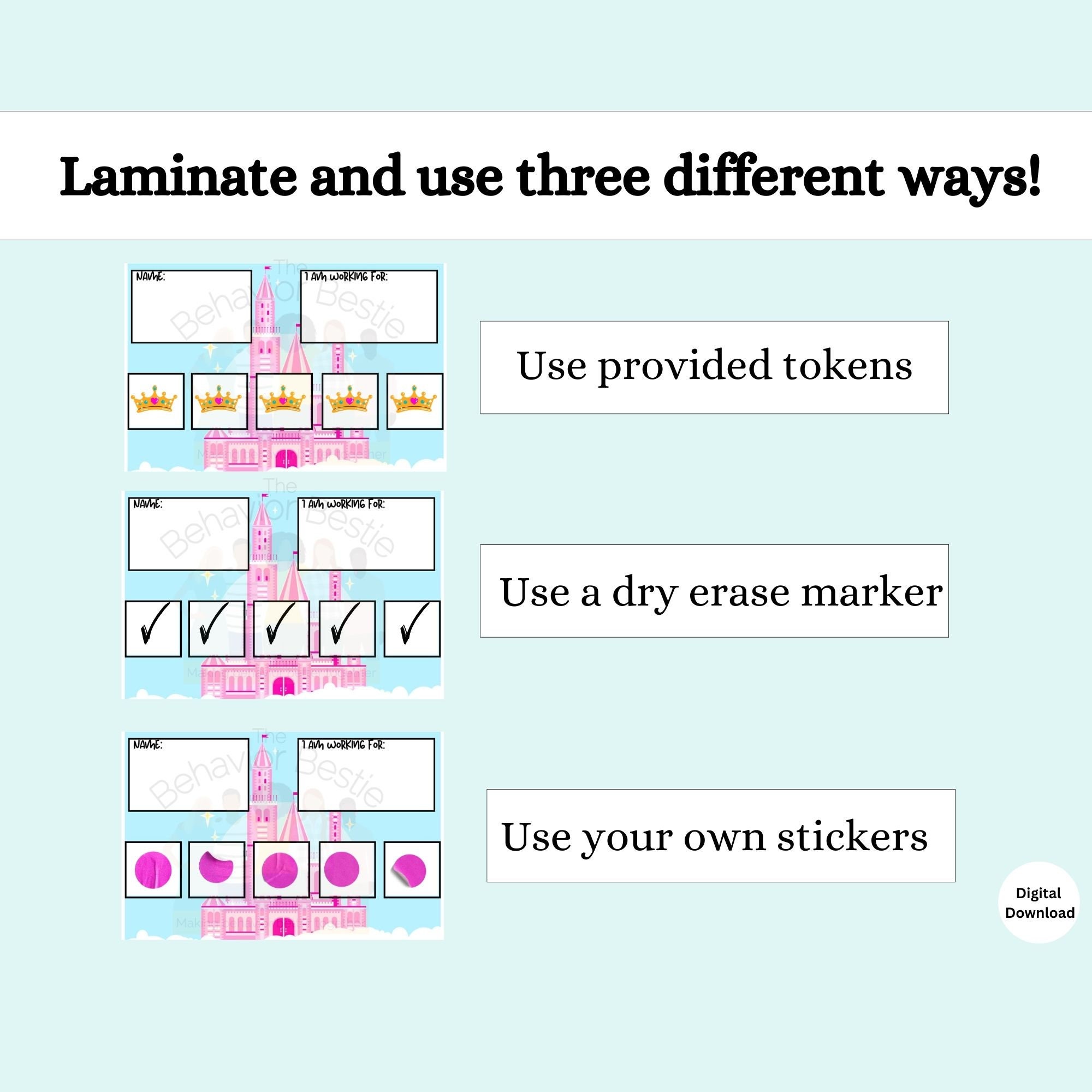 Princess Reward Chart: Positive Behavior Token Board (digital Download ...