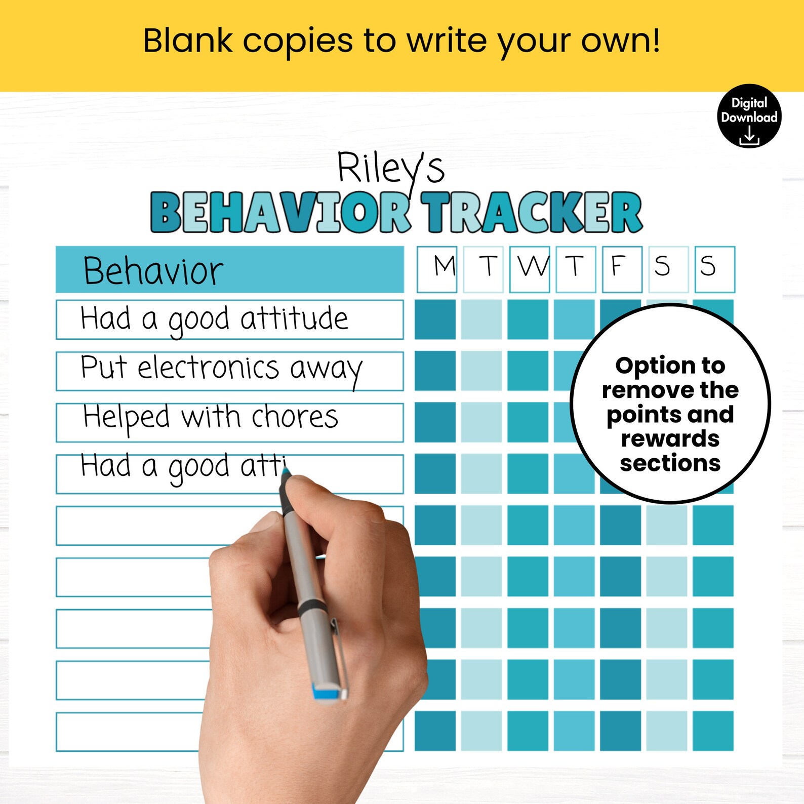 Editable Kids Behavior Chart: Reward Tracker (digital Download) - Etsy