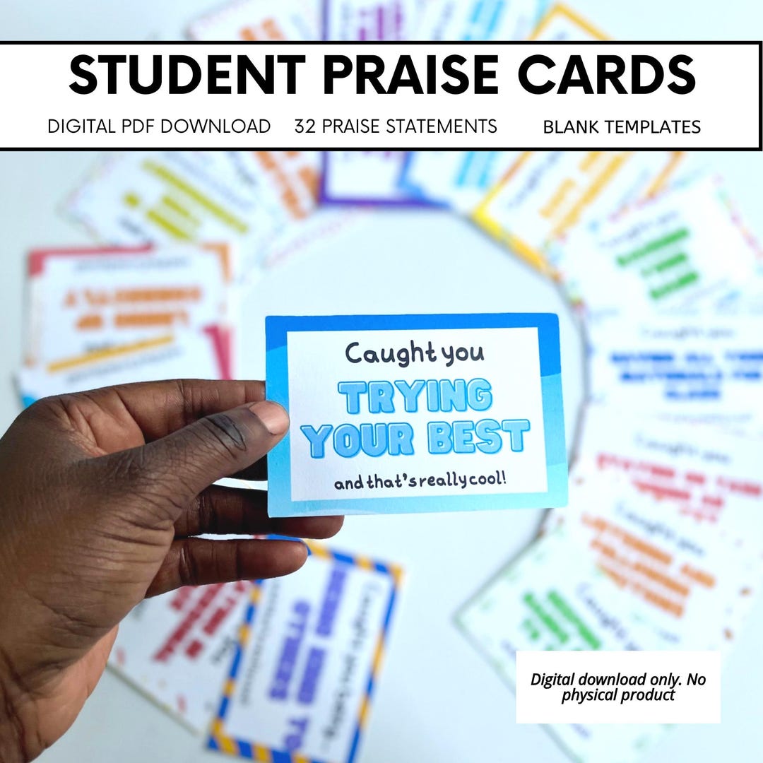 Student Praise Cards | Behavior Specific Praise | Printable Positive ...