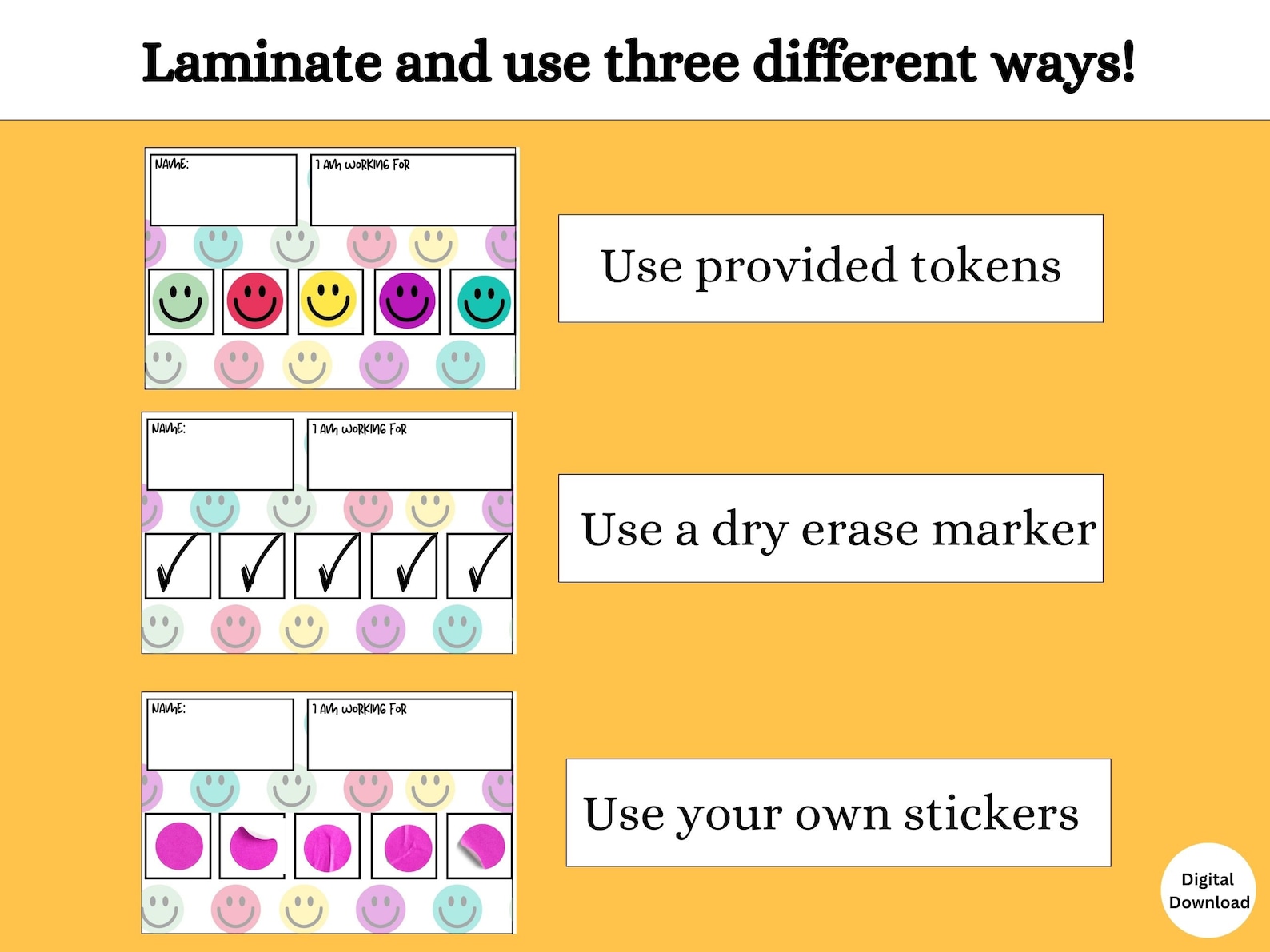 Printable Smiley Face Token Board: Student Reward Chart (PDF) - Etsy