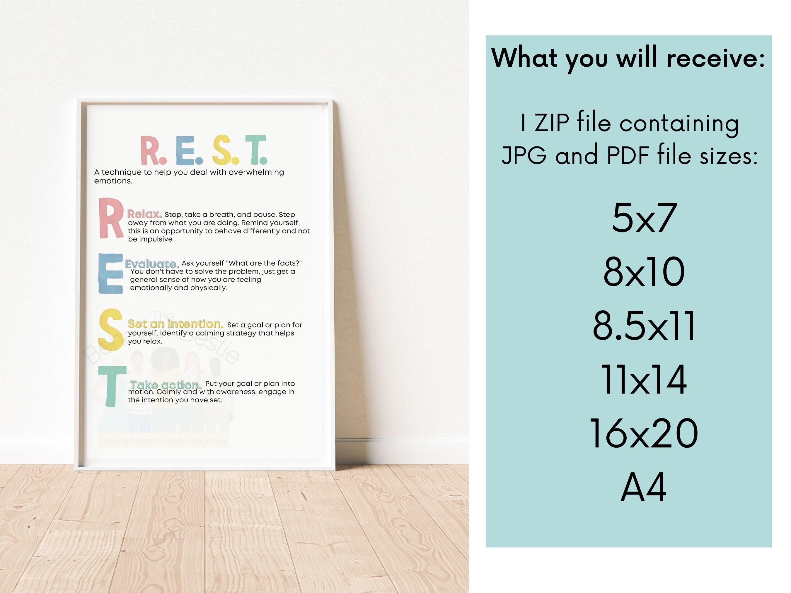 REST Technique Print: Calming DBT Skill, Counselor Decor (digital ...