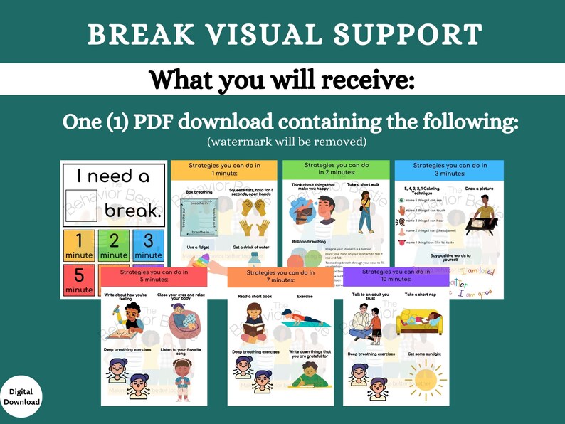 Printable Break Card: Visual Support for Calm Corner (PDF) - Etsy