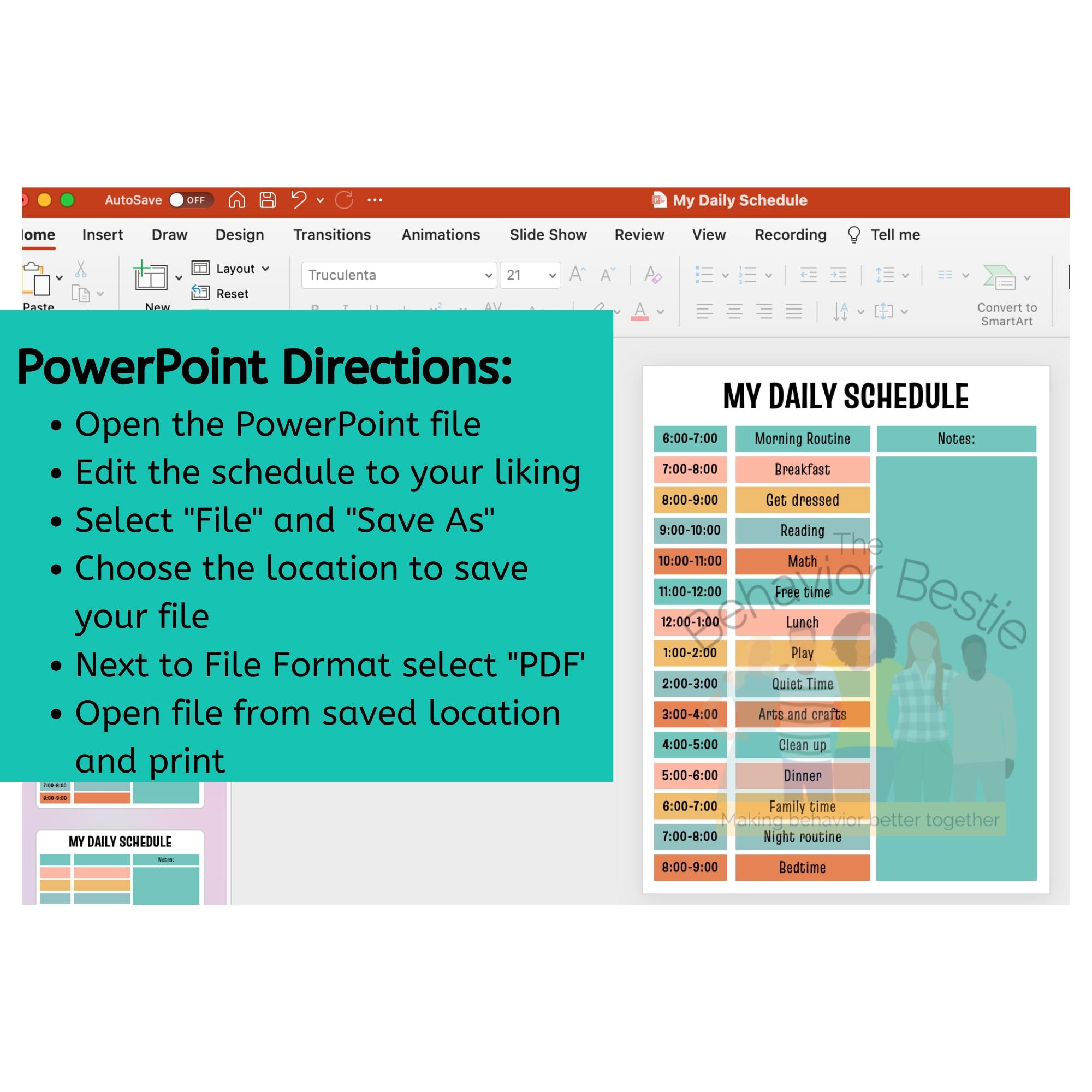 Editable Kid's Daily Schedule Template: Customizable Routine Planner ...