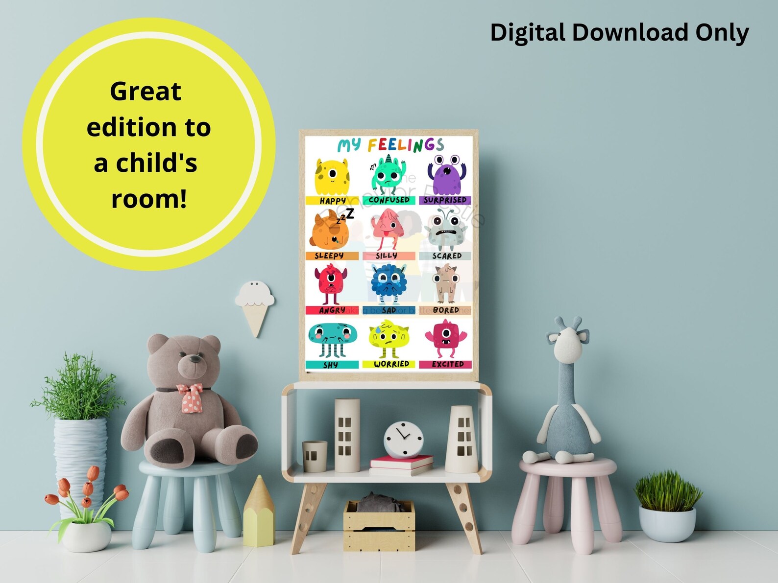Monster Feelings Chart | Printable Emotions Poster (digital Download ...