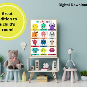 Cute Monster Feelings Chart | Printable Emotions Chart | Cute Monster ...