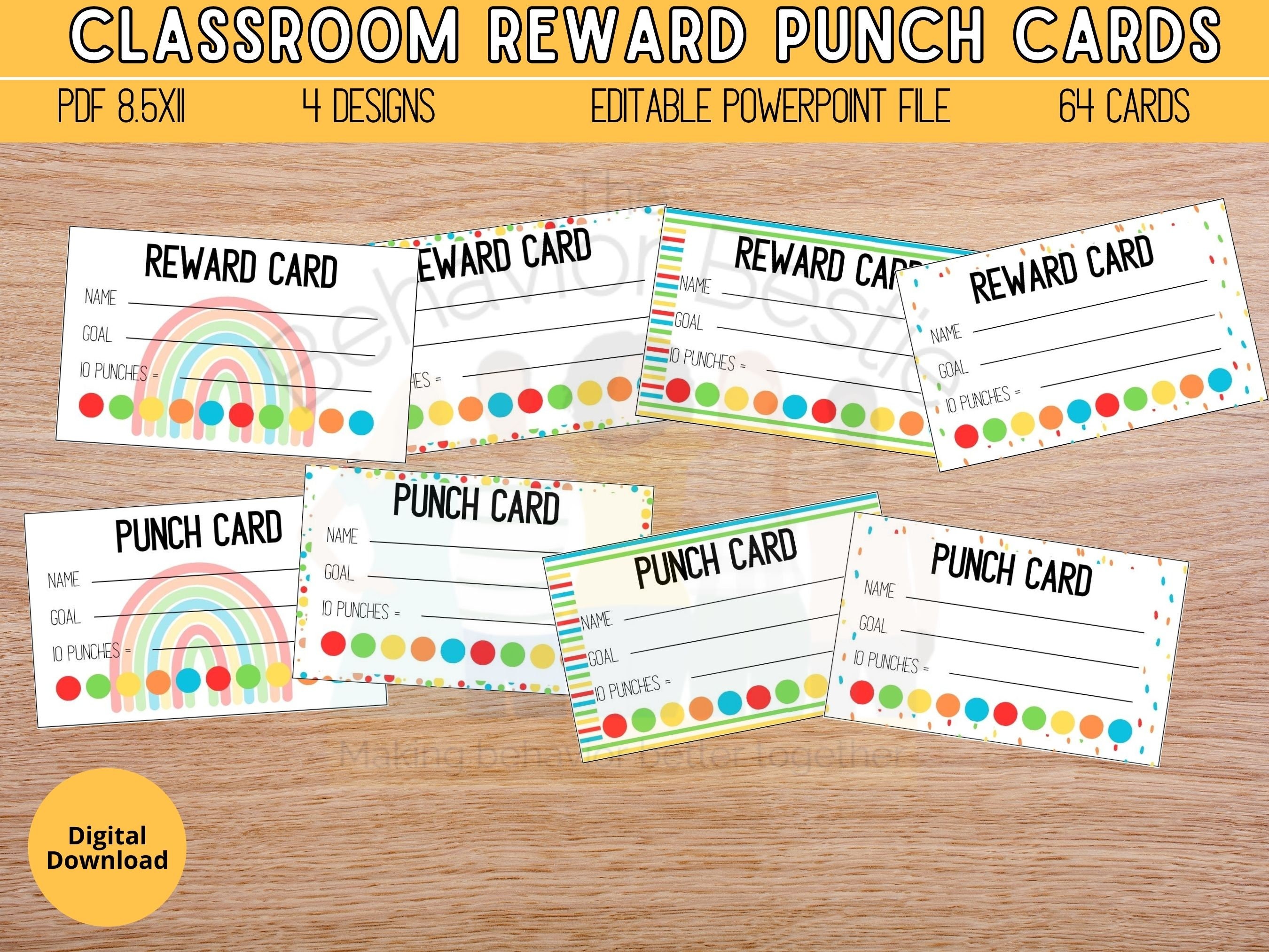 Classroom Reward Punch Card Editable Punch Card Classroom Management ...