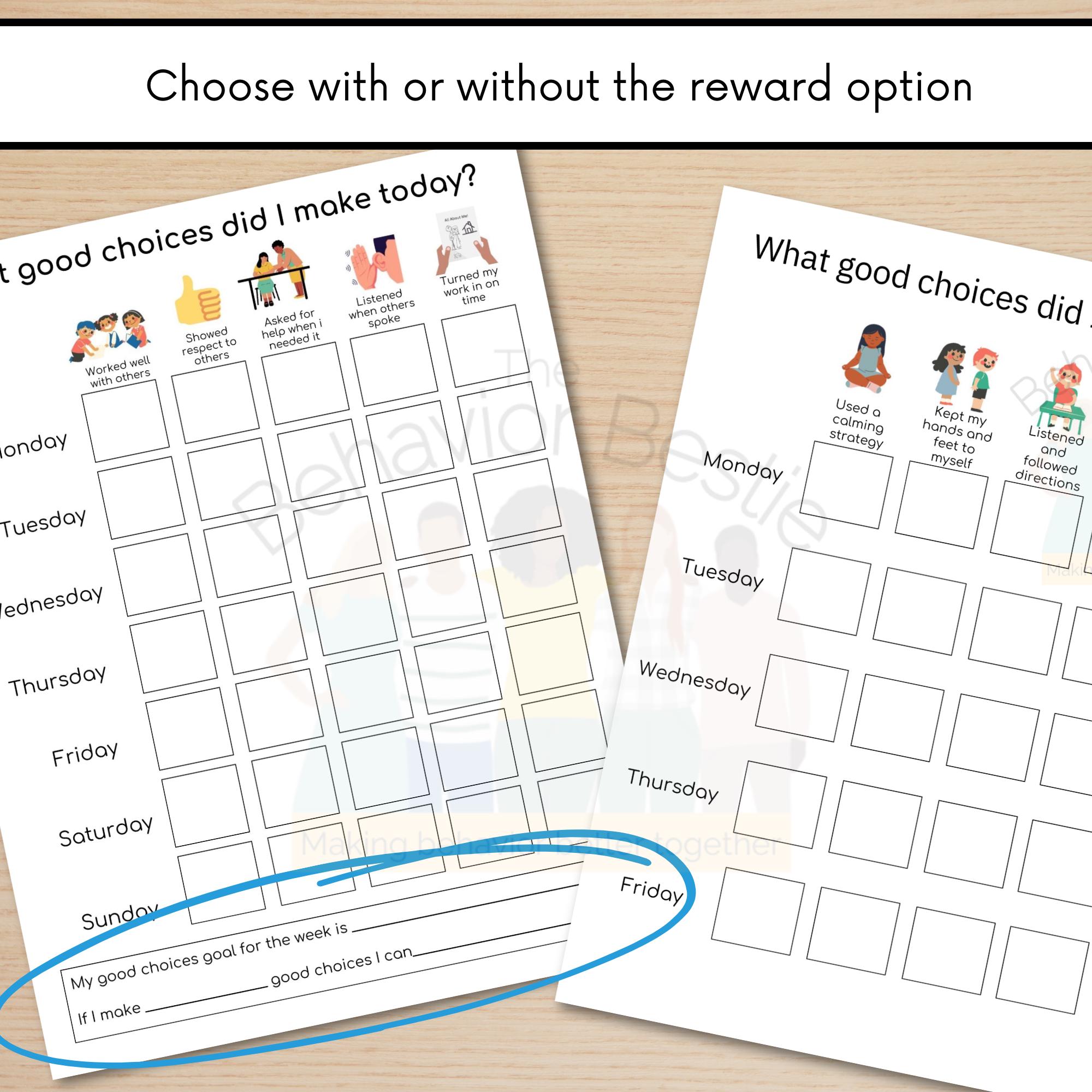 Classroom Behavior Chart: Positive Choices Checklist (PDF & PPT) - Etsy