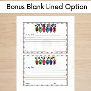 Editable Teacher Notes | Christmas Lights Theme | Positive Behavior ...