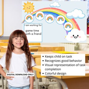 Rainbow Token Board, Rainbow Reward Chart for Kids, Autism Visual ...