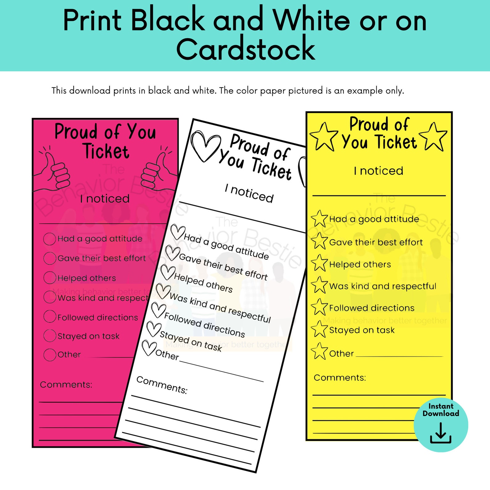 Proud of You Tickets: Positive Behavior Notes (PDF Download) - Etsy