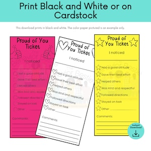 Proud of You Tickets: Positive Behavior Notes (PDF Download) - Etsy