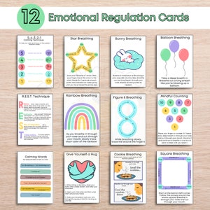 Emotional Regulation Cards for Kids, Anxiety Coping Cards, Self ...