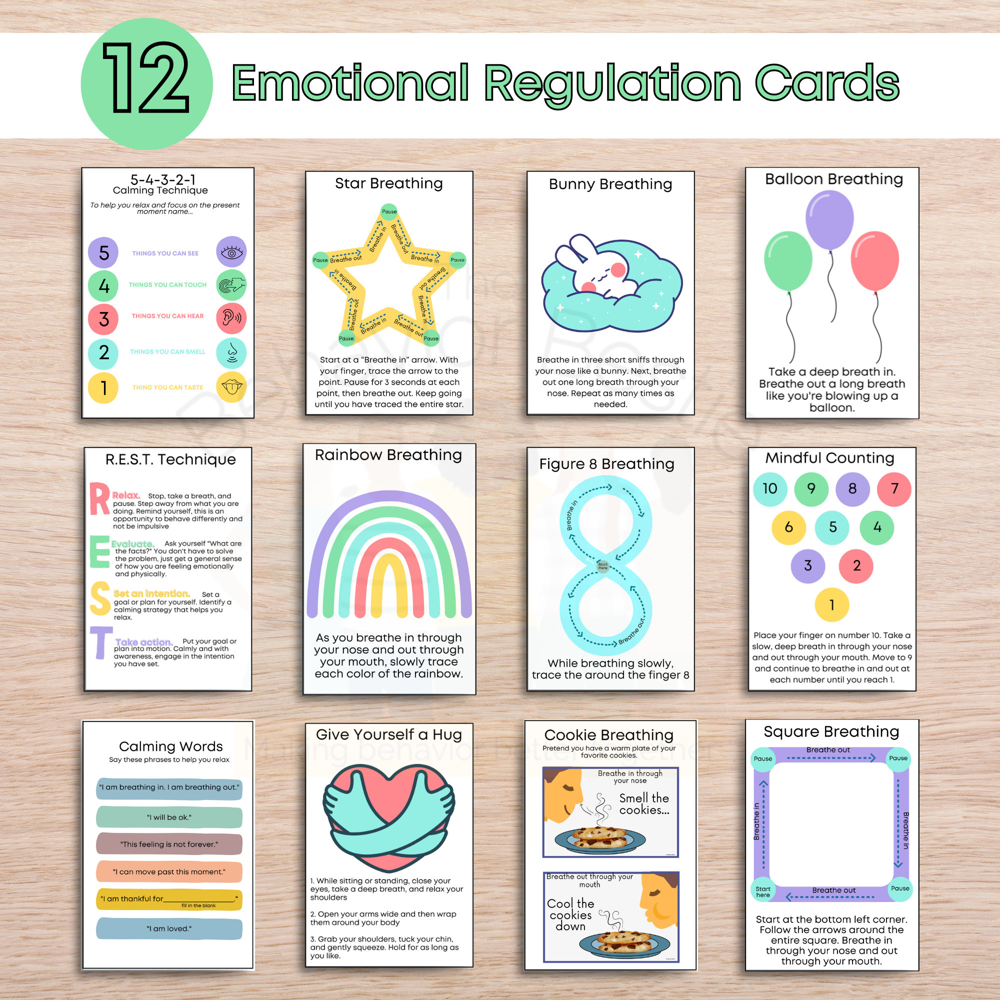 Emotional Regulation Cards for Kids, Anxiety Coping Cards, Self ...