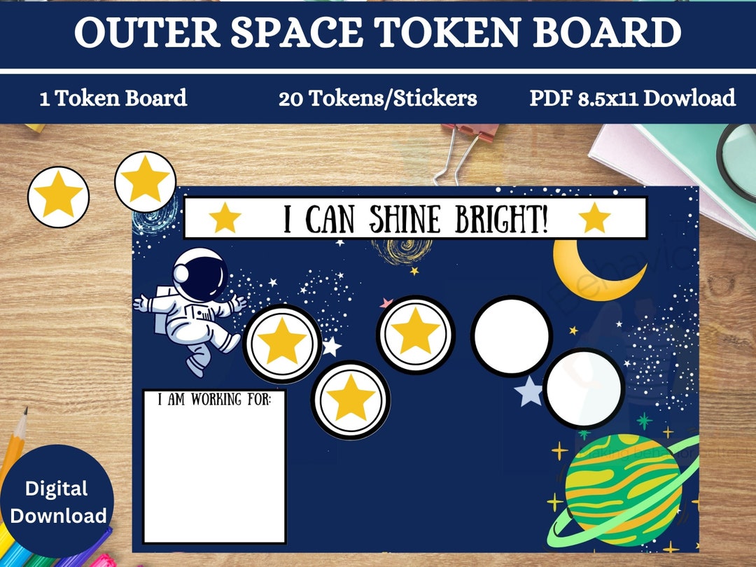 Outer Space Token Board Astronaut Reward Chart Space - Etsy