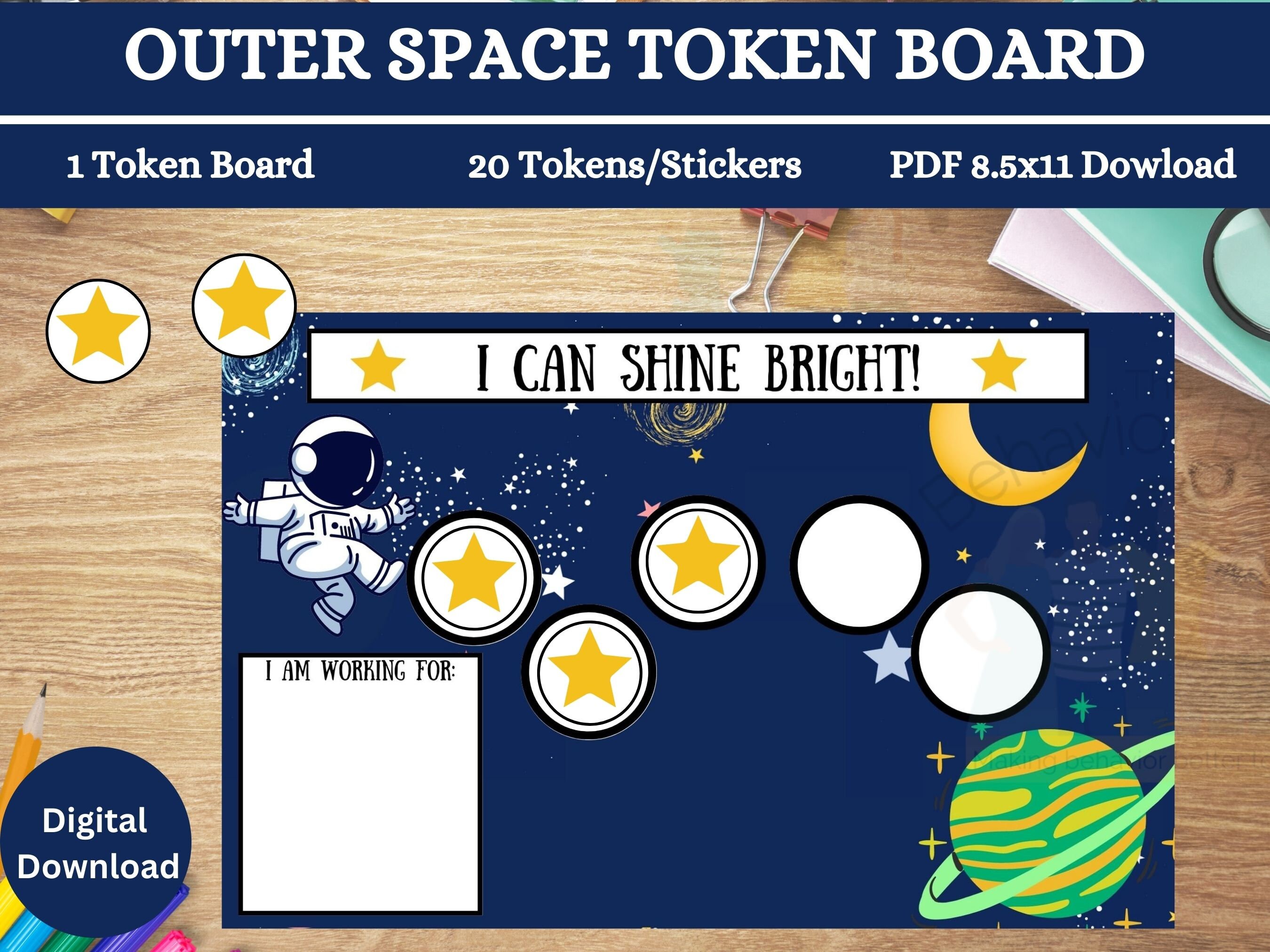 Outer Space Token Board Astronaut Reward Chart Space Reward Chart Outer ...
