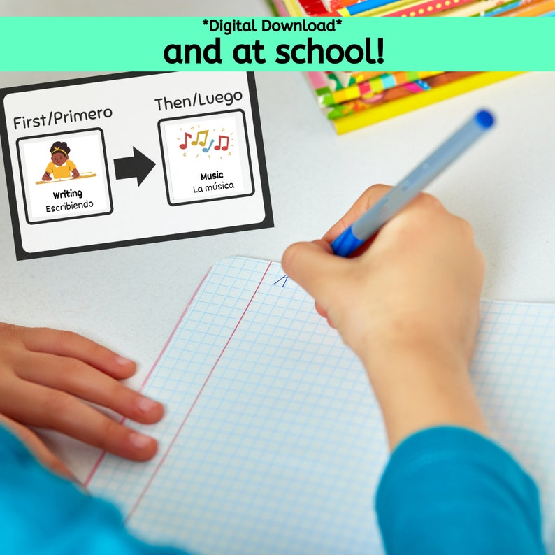English Spanish First/then Board: Visual Schedule (PDF Download) - Etsy