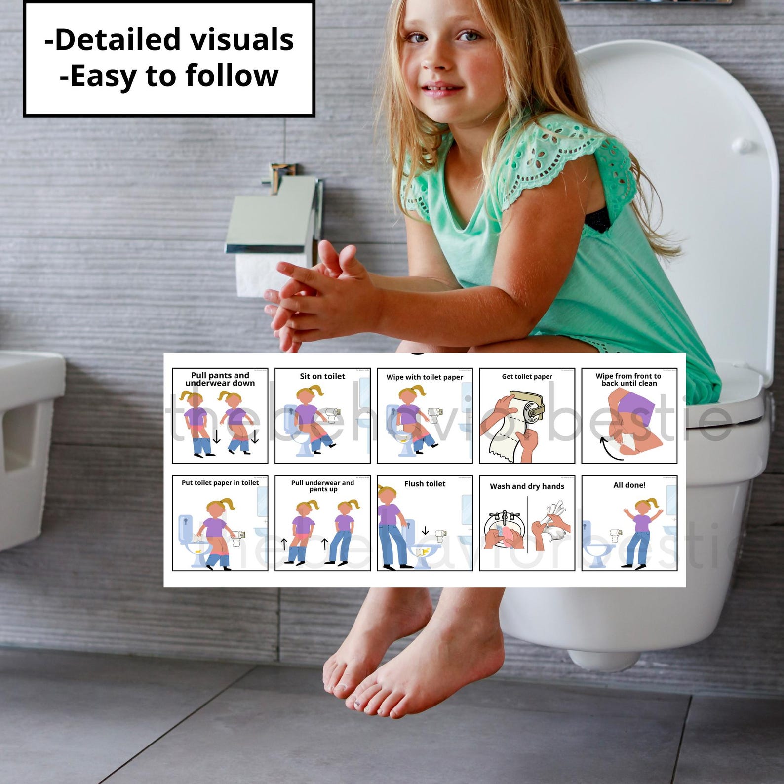 Printable Girl Potty Routine | Visual Toileting Routine | Bathroom ...