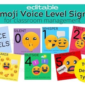 Emoji Voice Level Signs: Editable Classroom Management (digital ...