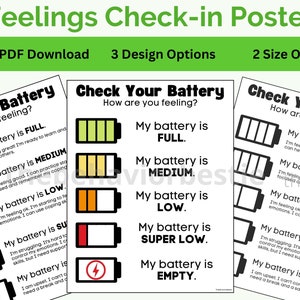 Battery Check in Poster DIGITAL Feelings Check in Check Your Battery ...