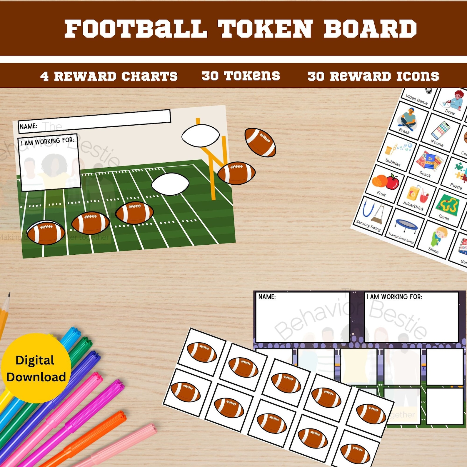 Football Token Reward Chart: Kids Sports Behavior System (PDF) - Etsy