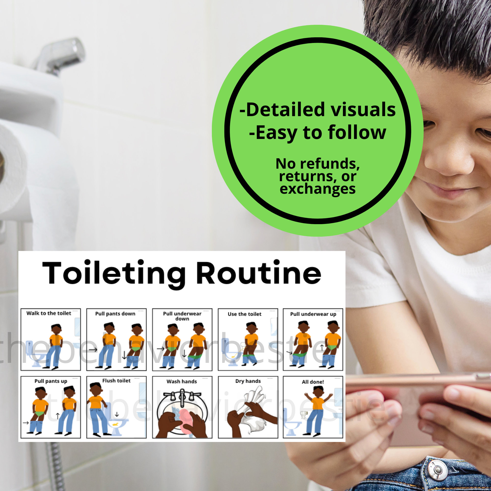 Boys Potty Training Visual Schedule: Bathroom Routine (digital Download ...