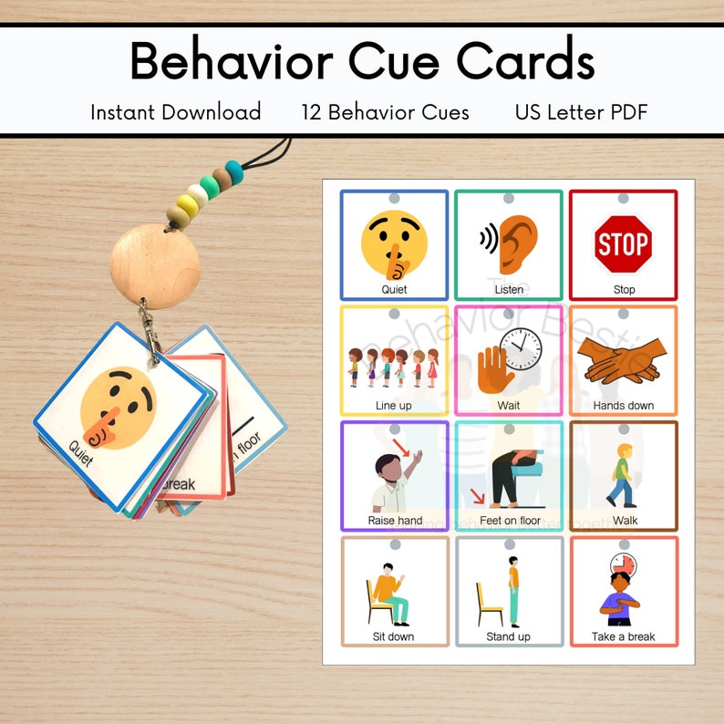 Visual Behavior Cue Cards for Kids: Classroom Management (digital ...