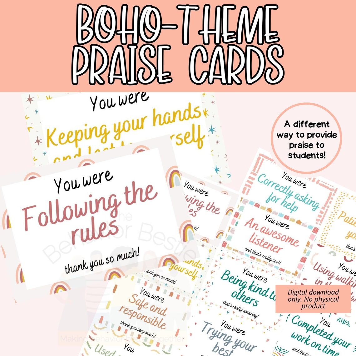 Boho Theme Positive Praise Cards Behavior Specific Praise Cards ...