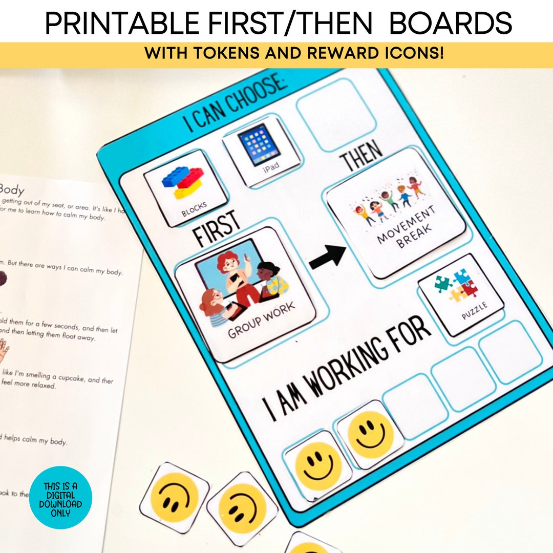 First-then & Now-next Board With Tokens: Autism Visual Schedule, ABA ...