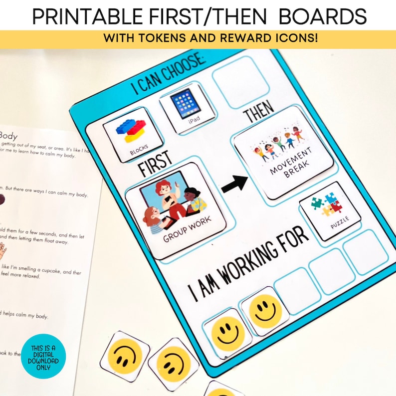 First-then & Now-next Board With Tokens: Autism Visual Schedule, ABA ...