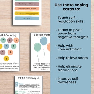 Self Regulation Cards for Kids, Anxiety Coping Cards, Flashcards for ...