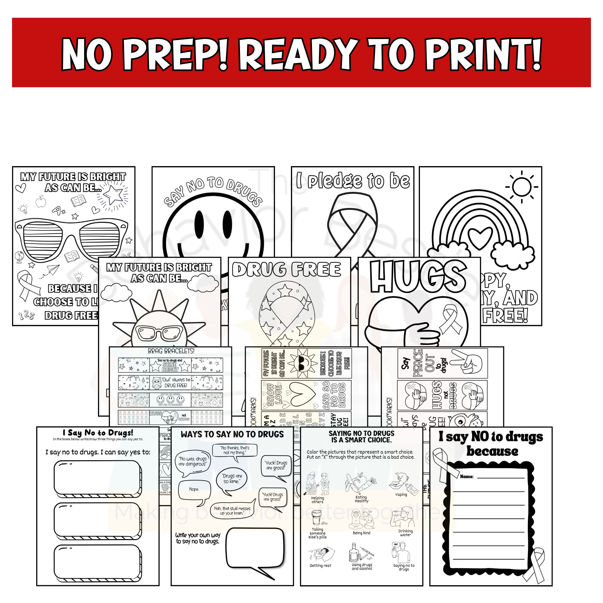 Red Ribbon Week Printables for Teachers Just Say No to Drugs - Etsy